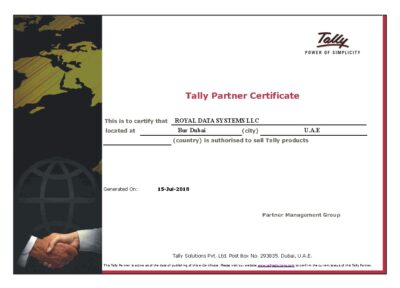 Tally Partner Certificate