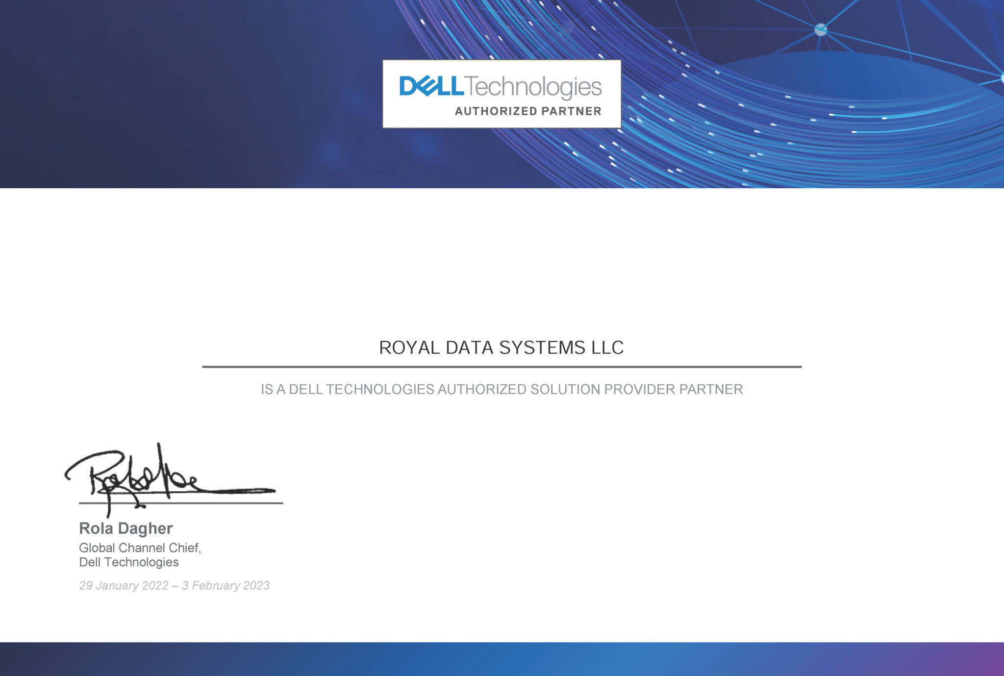 DELL PARTNERSHIP CERTIFICATE 2023